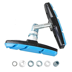 WIROJ 2 Pairs (4 Pieces) MTB Bike Cycle Bicycle Rubber V-Brake Pads No-Noise No-Skid, 70mm (Blue)