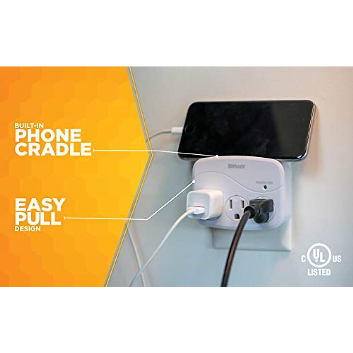 Woods 41034 Surge Protector with 3 Power, 3-Outlet 1000J of Protection