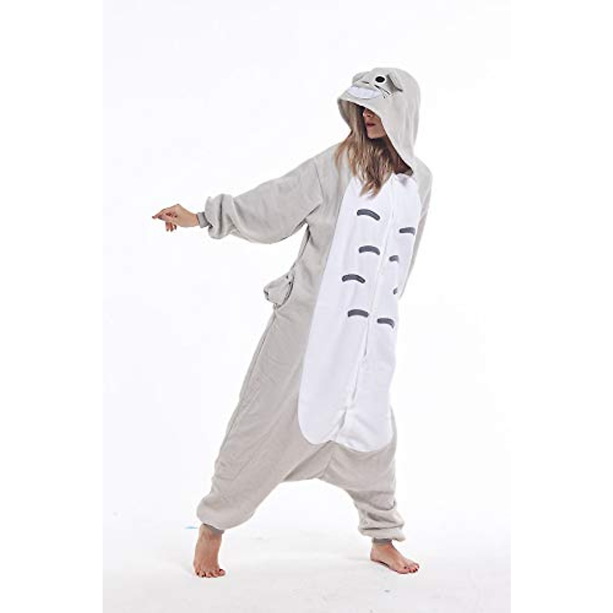 Sqlszt Animal Onesie Adult One Piece Pajamas Unisex Cosplay Costume for Women Men XL Grey