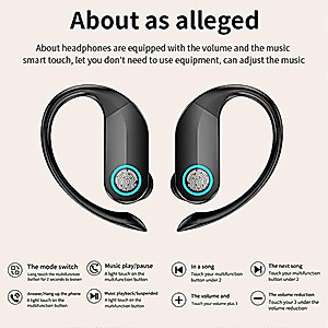 SMIDOW Wireless Earbuds Digital Power Display Bluetooth Headphones Built-in Microphone 5.2 Binaural in-Ear Sports Waterproof Noise Cancellation, Compatible for iPhone Android (Black F)