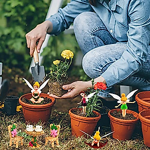 IYSHOUGONG 11 Pcs/Set Miniature Fairy Garden Ornament Table Chair Tea Cup Fairy Pixie Girl Fly Wing DIY Dollhouse Decor