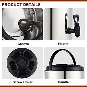 YMJOINMX Food Grade Stainless Steel Insulated Beverage Dispenser 8L 2.1Gallon Insulated Thermal Hot and Cold Beverage Dispenser for Hot Tea Coffee Cold Milk Water Juice (304 Stainless Steel)