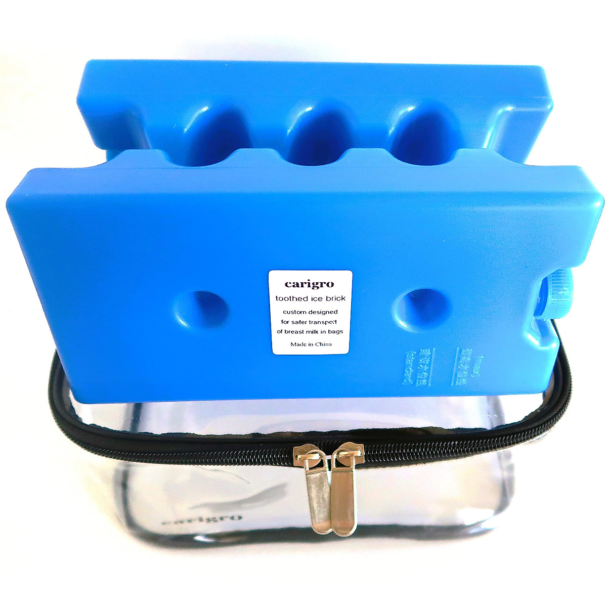 Ice Pack and Safety Case Set for Breastmilk Bags - carigro Brand - Insert for Breastmilk Cooler Bag (3 Items)