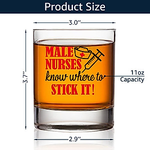 TOUNER Male Nurses Know Whiskey Glasses, Nurse Whiskey Glass, Male Nurse Gift, Nurse Appreciation Gift For Him, Funny gift For Nurse, Men, Coworkers, Nurse Week Gifts, Retirement Gifts For Nurse