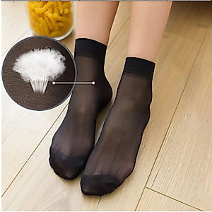 Women's 10 Pairs sheer socks for women ankle high, Pantyhose Socks 30 Den (5 pairs Nude + 5 pairs Black)