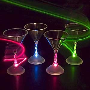 Flashing Panda 6 oz LED Light Up Flashing Martini Glass - 1 Cup
