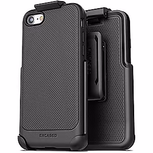 Encased iPhone SE Belt Clip Case (2020/2022) Thin Armor Grip Cover with Holster (Matte Black)