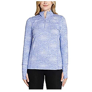 Kirkland Signature Women's ¼ Zip Pullover (Azure Blue Jacquard, Small)