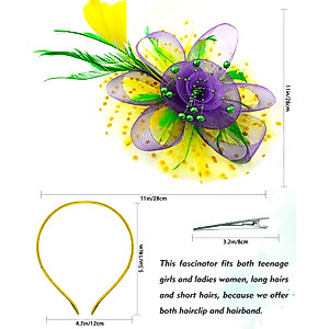 Bniksok Mardi Gras Fascinators Hat for Women Tea Party Halloween Headband Flower Bridal Shower Weddings Themed Events