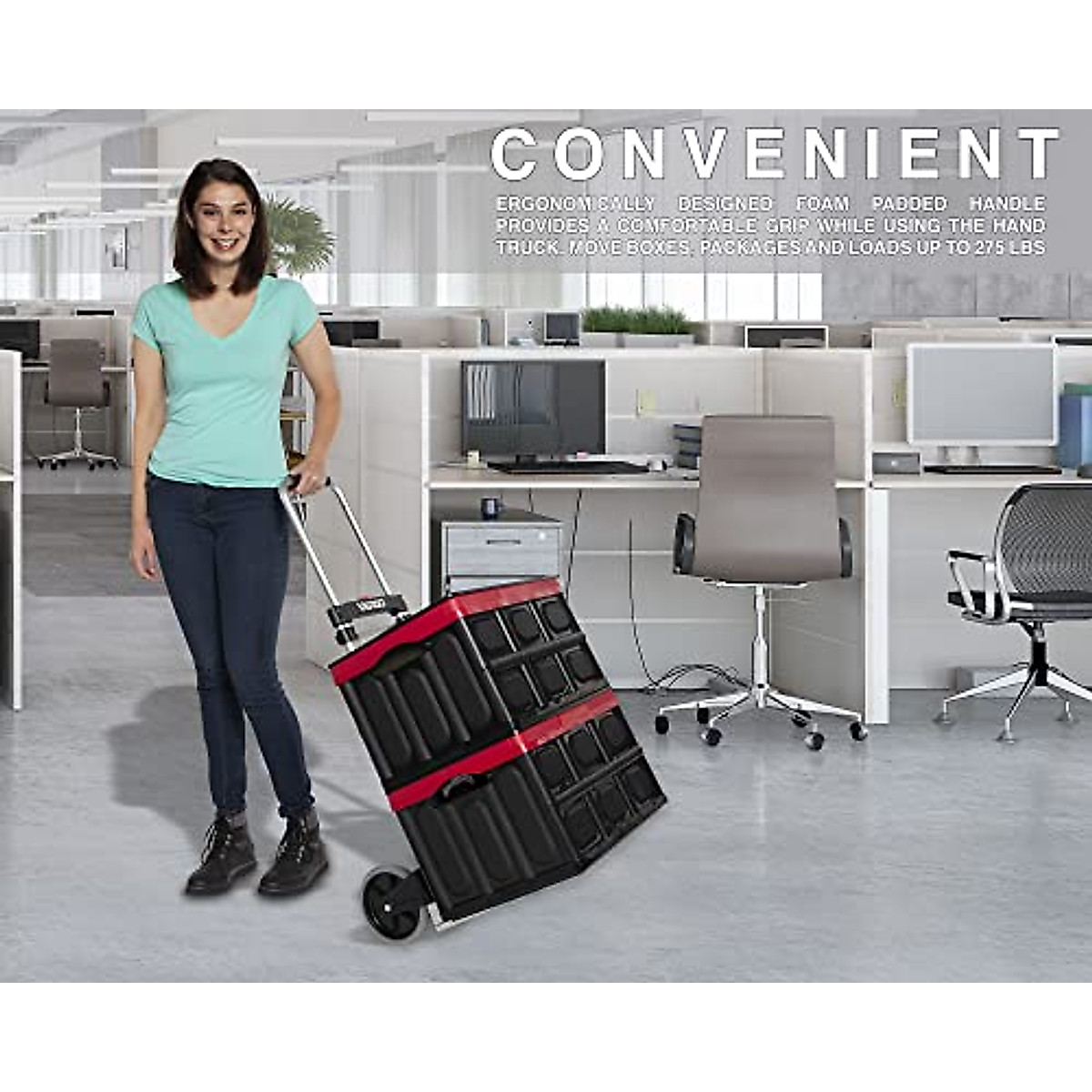 Vergo Industrial Folding Hand Truck - 275 lb. Capacity Dolly Cart - No Assembly Required Hand Cart, Lightweight, Collapsible & Compact, Telescoping Handle Extends to 42.5 Inches