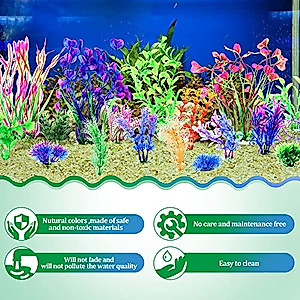 58 Pcs Artificial Aquarium Plant Plastic Fish Tank Decorations Fish Tank Accessories Aquatic Turtle Tank Accessories for Household and Office Aquarium Simulation, Small to Large