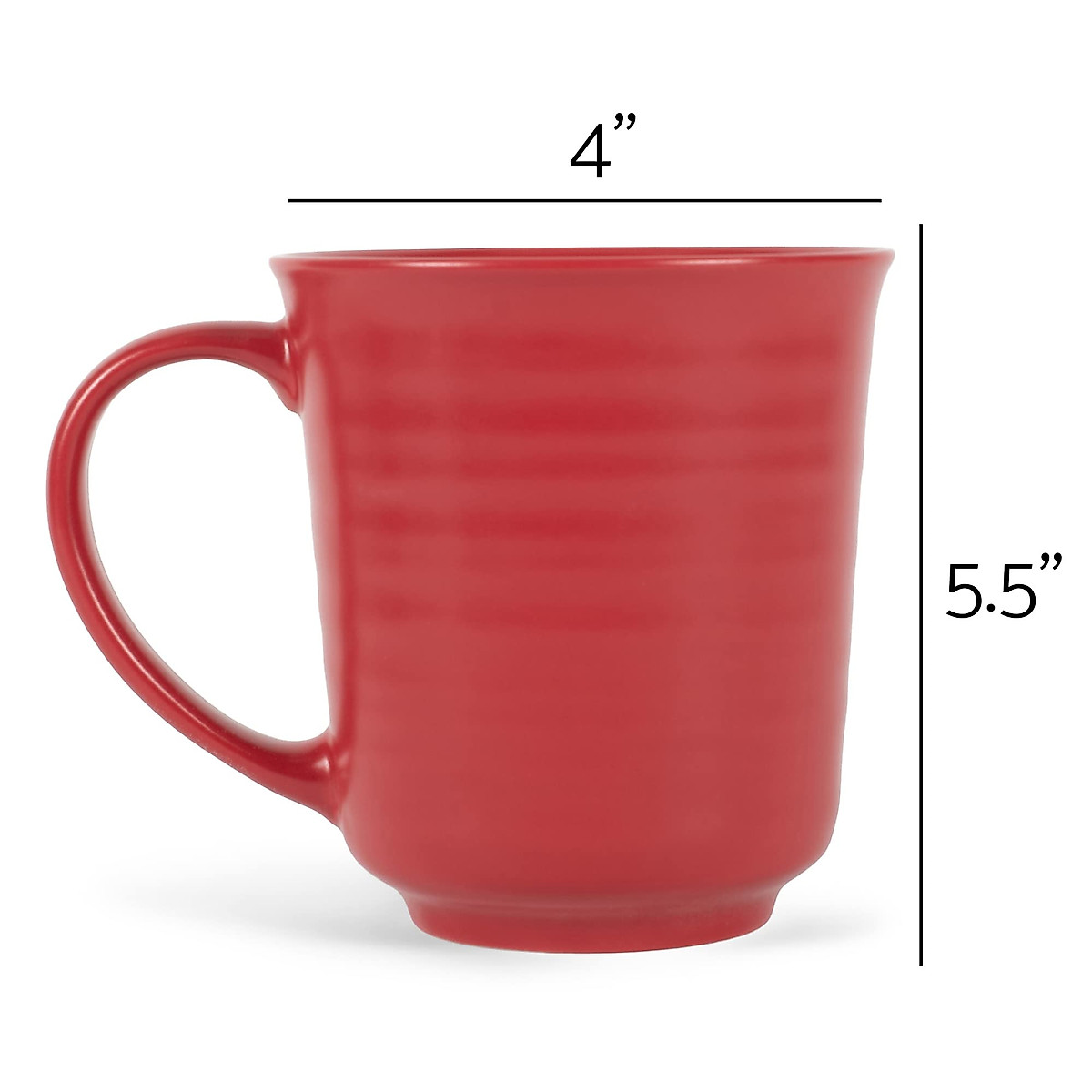 Elanze Designs Red Matte Glaze Finish 17 ounce Stoneware Coffee Cup Mugs Set of 4