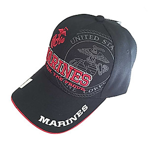 U.S. Marines Corps Official Licensed Emblem Baseball Cap Hat Visor 3D Embroidery (Black)