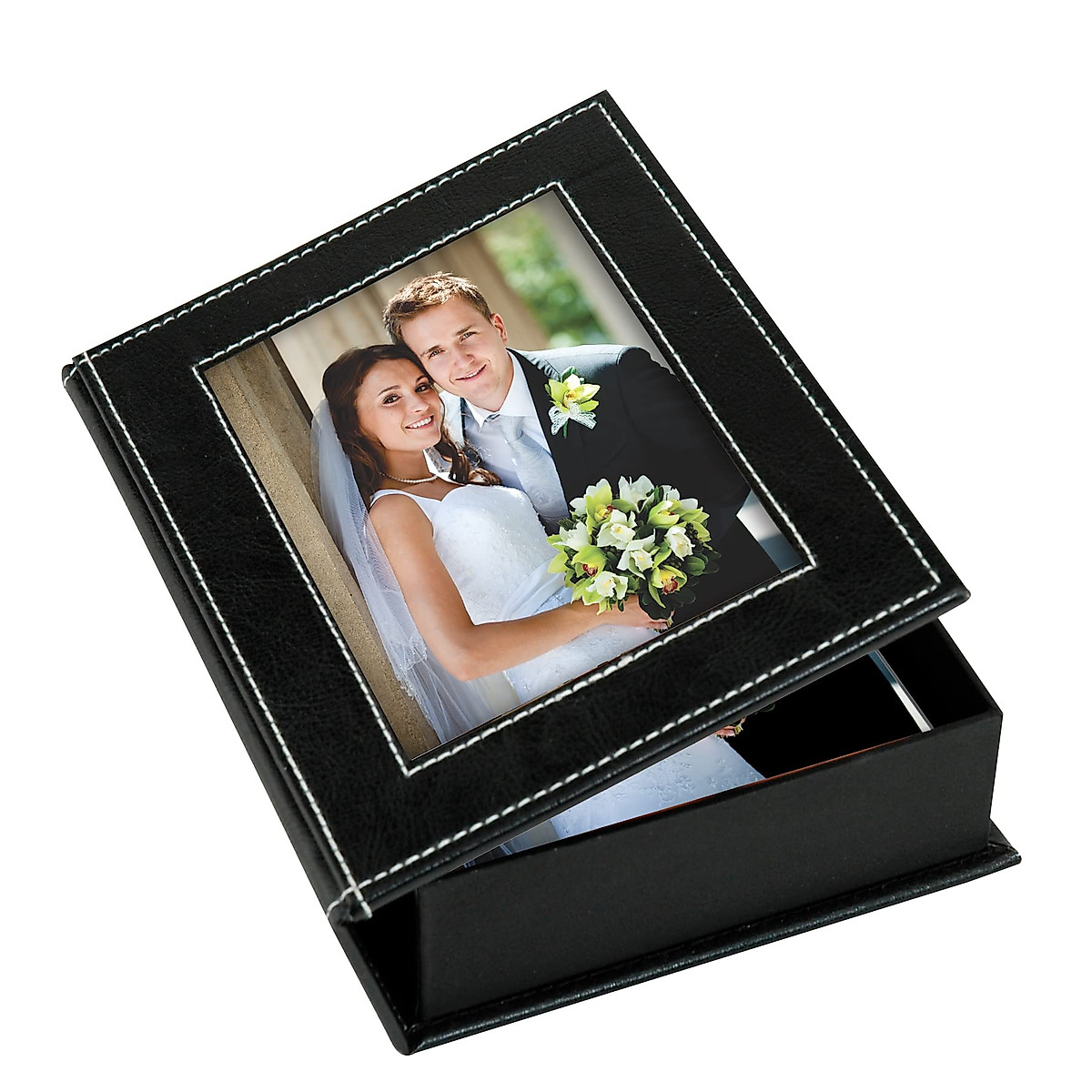 Neil Enterprises Inc. 4" x 6" Black Faux Leather Photo Presentation Box