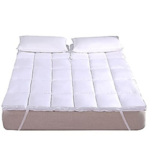 Royal Hotel Bedding Abripedic Plush Cotton Mattress Topper, Top Split King, 2 Inches Hypoallergenic Overfilled Down Alternative Anchor Bands Mattress Topper