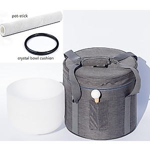 Crystal Singing Bowl, Chakra Frosted Quartz,Meditation Therapy Sound Healing Instrument Sound Bath Bowl with Carrying Bag, Mallet and O-ring (Random Tone & Color)