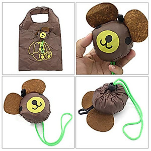 YUYIKES 10PCS Folding Shopping Bags Reusable Shopping Tote Bags Compact Eco Periodic Duty Recycling Use Shopping Bags (Animals)