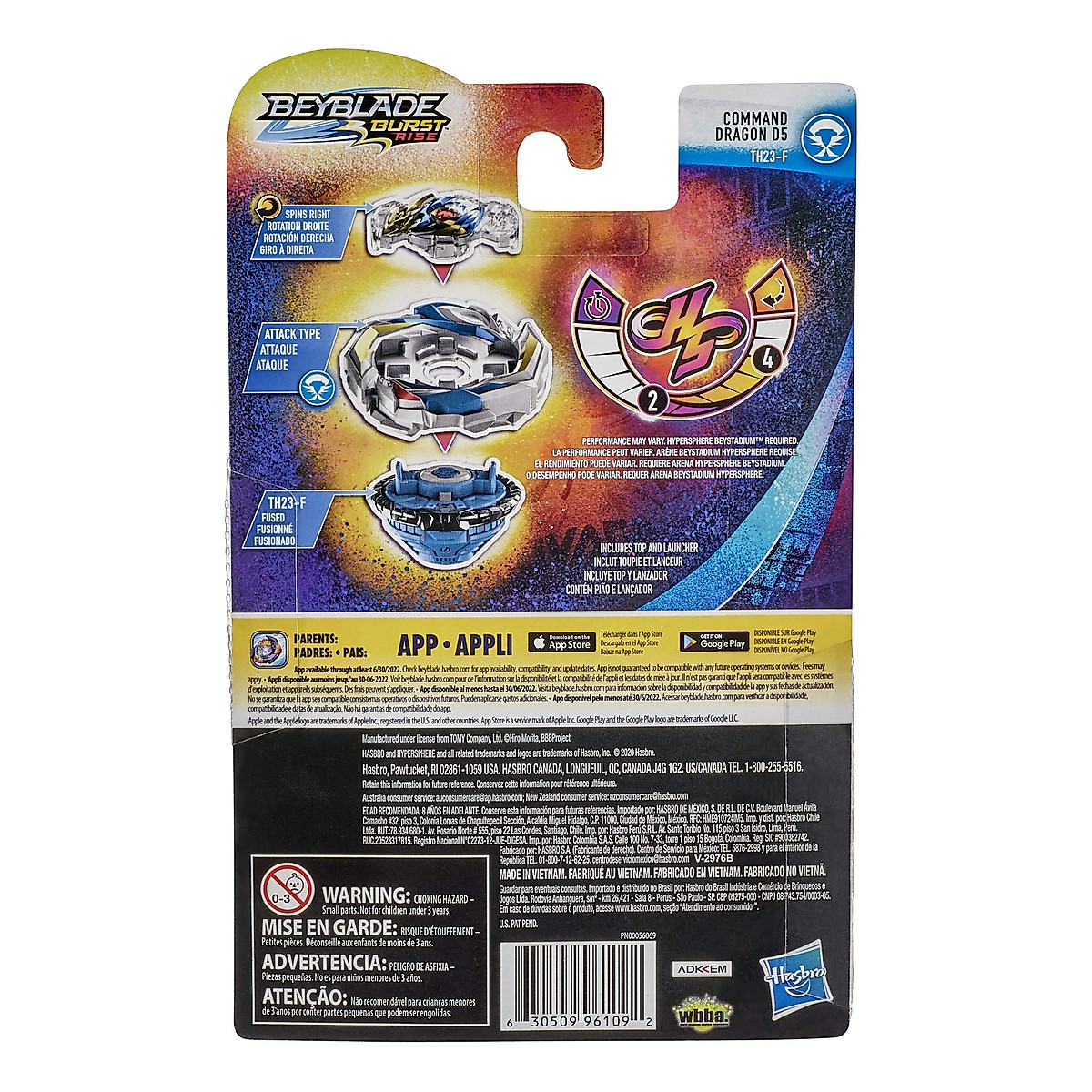 Beyblade Burst Rise Hypersphere Command Dragon D5 Starter Pack - Attack Type Battling Game Top and Launcher, Toys Ages 8 and Up