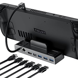 ANNAPRO Docking Station for Steam Deck/Steam Deck OLED & ROG Ally, 6-in-1 Dock with HDMI 2.0 4K@60Hz, Gigabit Ethernet, 3 x USB-A 3.0 and PD3.0 100W USB-C Full Speed Charging Port