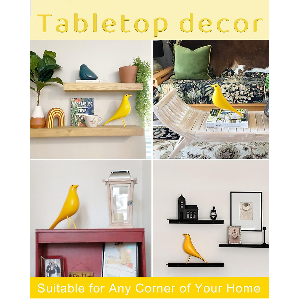 Mid Century Modern Bird Figurines - Decorative Sculptures for Living Room, Shelf, Mantle, Fireplace, TV Stand, Tabletop, Nightstand, Office, Kitchen - Unique Home Decor & Gifts for Bird Lovers