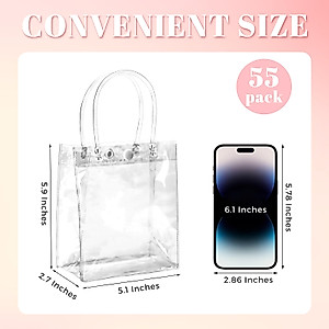 NEXXXI Clear Gift Bags with Handle, 55 Pack Plastic Bags Small Gift Wrap Tote Bags for Weddings, Parties, and More, 5.9 x 5.1 x 2.7 Inches