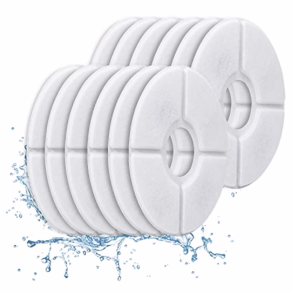 BEQ Replacement Filters 12 Pieces for BEQ 2.5L/84oz Indoor Ultra-Quiet Stainless Steel Cat Water Fountain Dog Water Dispenser Automatic Pet Fountain