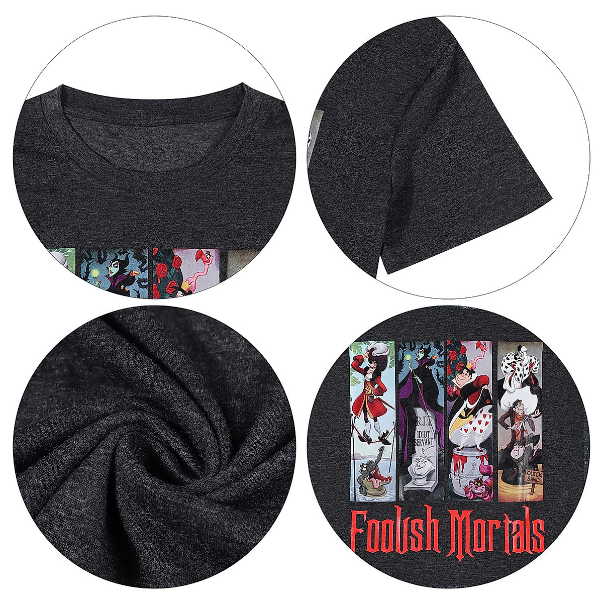 Beware of Hitch Hiking Ghost Shirt Women Funny Halloween Shirt Haunted Mansion Tshirt Hocus Pocus Fall Short Sleeve Top Dark Grey