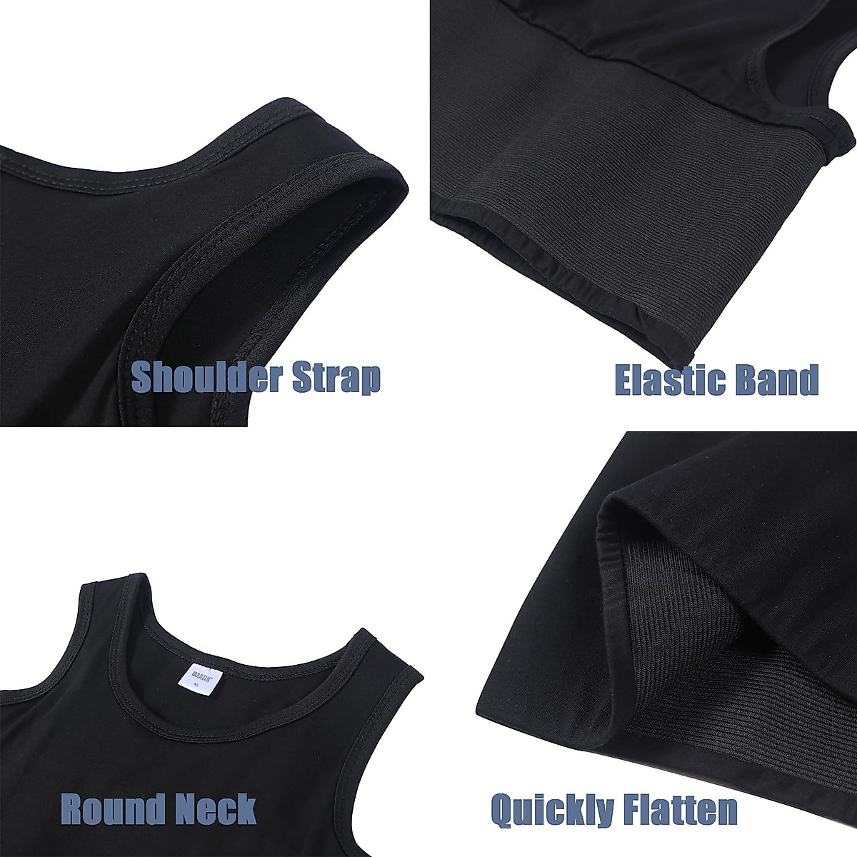 JARAZIN Women Transgender Tomboy FTM Pull On Closure Elastic Chest Binder Pullover Tank Top (L, Black)