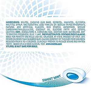 Mentos Pure White Sugar-Free Chewing Gum With Xylitol, Sweet Mint, Bulk, 50Piece Bottle (Pack Of 6)