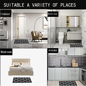 YIKEDUO Kitchen Rugs and Mats Absorbent Resist Dirt Non Skid Kitchen Floor Mat for Kitchen, Bathroom, Living Room Easy Clean Machine Washable (Black, 20"x31")