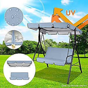 Plowerme Cover Courtyard Rain Replacement Awning Ceiling Cloth Outdoor Cover Swing Patio Lawn & Garden (Gray, One Size)