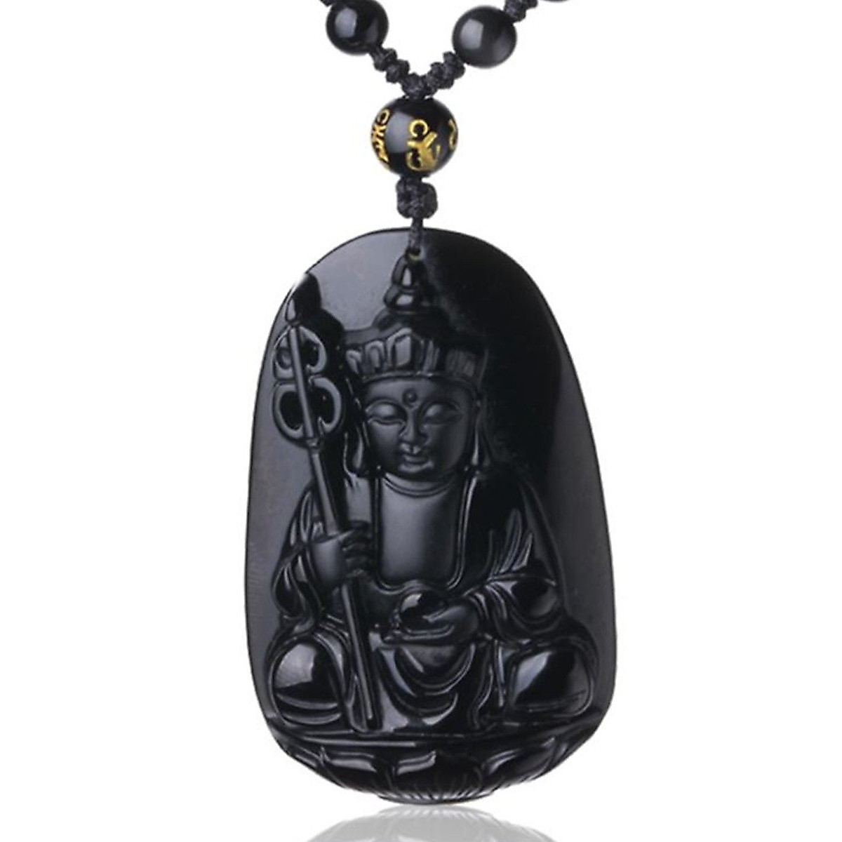 Natural Obsidian Pendant Monk Xuanzang Sanzo