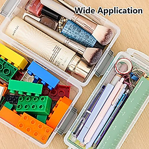 LABUK 5 Pack Plastic Pencil Boxes, Mixed Size Storage Boxes with Lids Stackable Clear Organizer Containers for Stationery Toys Crafts Storage, School Office Supplies