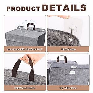 Genogore Hanging Laundry Hamper Bag, 3 Pack Collapsible Laundry Baskets with Lids and Over the Door Hooks, Laundry Bags for Laundry Room Bedrooms Bathrooms College Dorms