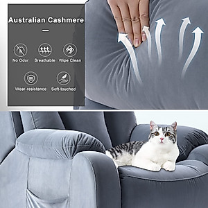 cinkehome Small Power Lift Recliner for Elderly, Lift Chair Recliners, Electric Recliner Chairs for Seniors, Remote Control, Adjustable, Side Pocket, Dusty Blue