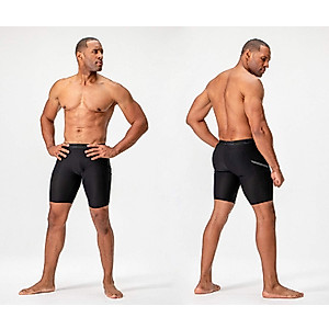 DEVOPS Men's Compression Shorts Underwear with Pocket (3 Pack) (Large, Black/Black/Black)