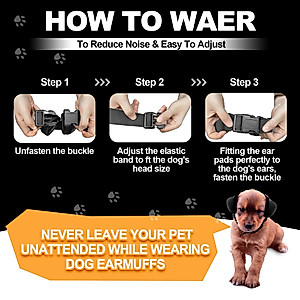 PROHEAR Dog Ear Muffs Hearing Protection for Dogs, NRR 28dB Noise Cancelling Headphones, Easy to Adjust Dog Hearing Protection Earmuffs for Thunder, Hunting, Tourism, Cars, Racing, Medium, Black