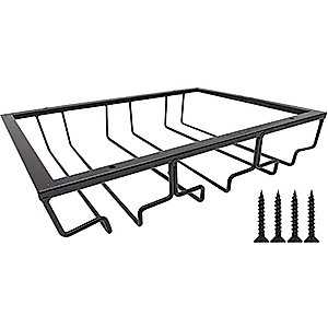 Wine Glass Shelf, Upside-down Home Goblet Iron Art Shelf, Wine Glass Hanging Storage Rack (3 Rows,Black)
