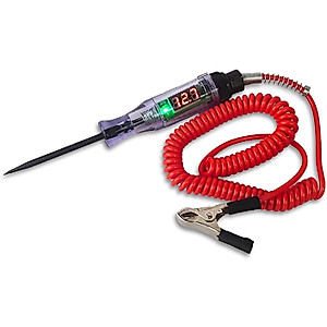 Slykew Pack-1 Automotive Test Light Digital LED Circuit Tester with 70.8 Inches Retractable Spring Wire, DC 3V/6V/12V/24V Inductive Test Pen, Suitable Checking Vehicle Car Truck Motorcycle