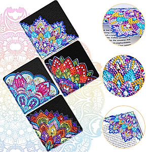 BSRESIN Diamond Art Bookmarks, 4 PCS Cute Diamond Art Bookmarks for Book Lovers, DIY Corner Bookmark Diamond Art Kits for Kids