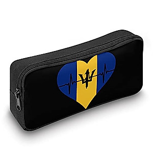 Love Barbados Heartbeat Pencil Case Stationery Pen Pouch Portable Makeup Storage Bag Organizer Gift
