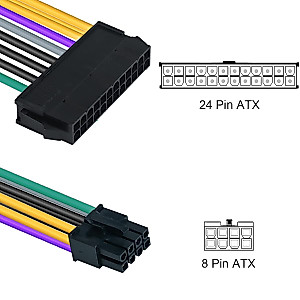 DKARDU 24 Pin to 8 Pin ATX, PSU Power Supply Adapter Cable for DELL Optiplex Motherboards 3020 7020 9020 30cm 12-inch 18AWG