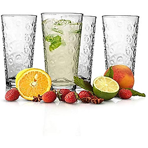 Circleware Cosmo Huge 16-Piece Glassware Set of Highball Tumbler Drinking Glasses and Whiskey Cups for Water, Beer, Juice, Ice Tea Beverages, 8-15.75 oz & 8-12.5 oz, Parade