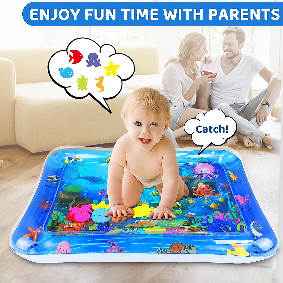 Airlab Tummy Time Baby Water Play Mat Inflatable Toy Mat for Infant & Toddlers Activity Center for 3 6 9 Months Newborn Boy Girl BPA Free
