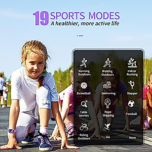 HENGTO Fitness Tracker Watch for Kids, IP68 Waterproof Kids Smart Watch with 1.4" DIY Watch Face 19 Sport Modes, Pedometers, Heart Rate, Sleep Monitor, Great Gift for Boys Girls Teens 6-16 (Purple)