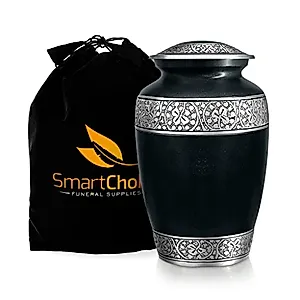 SmartChoice Urn for Human Ashes Adult Memorial urn Funeral Cremation Urns - Black