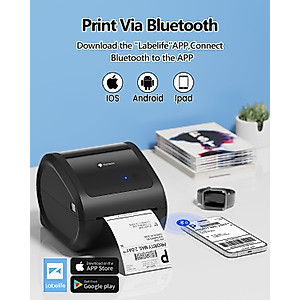 Phomemo Bluetooth Thermal Label Printer 4X6 - D520BT Wireless Shipping Label Printer Build-in Holder, Thermal Label Maker for Return Shipping Package, Compatible with Amazon, USPS, Shopify, Ebay