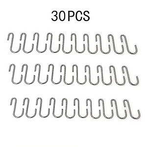 Aecllcea 30 Pack Heavy Duty S Hooks for Hanging Kitchen Utensils, Jeans, Plants, Pots and Pans，Professional S Shaped Hooks for Closet, Wire Shelving, Garage, Garden，Camping