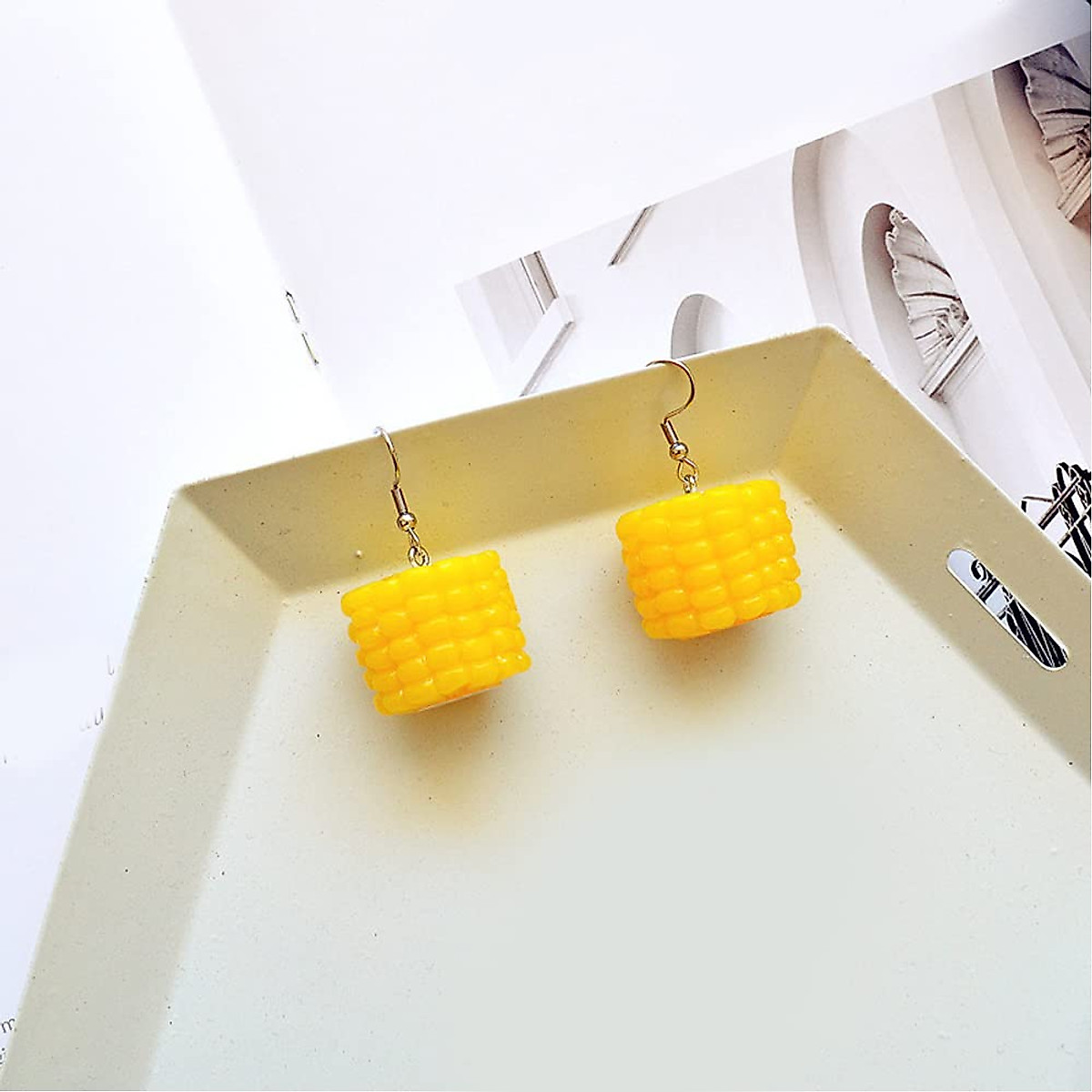 XYAYOU Earring For Women Resin Drop Custom Made Handmade Eardrop Earrings Food Fruit Corn Earrings (corn)