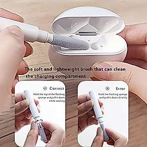Airpods Earbuds Cleaning Kit, Airpods Pro 1 2 3 Cleaner Kit Pen Shape with Soft Brush for Wireless Earphones Bluetooth Headphones Charging Box Accessories Tool, Computer, Camera and Phone (White)